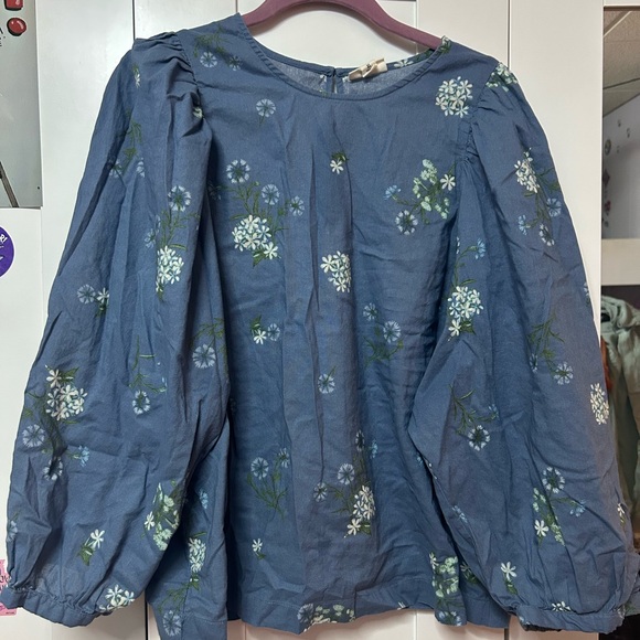 a.n.a | Tops | Ana Blue Long Sleeve Boxy Blouse | Poshmark